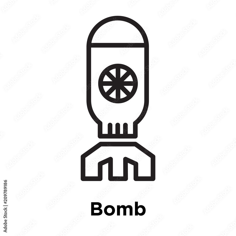 Bomb icon vector sign and symbol isolated on white background, Bomb ...