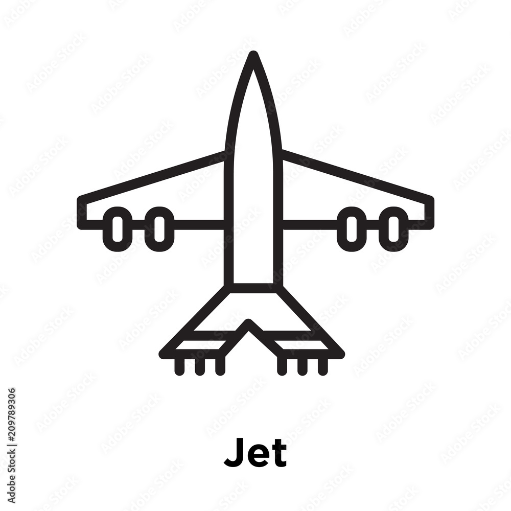 Jet icon vector sign and symbol isolated on white background, Jet logo ...