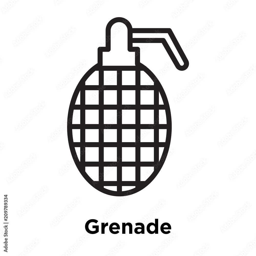 Grenade icon vector sign and symbol isolated on white background ...