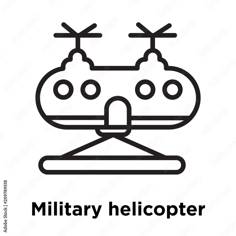 Military helicopter icon vector sign and symbol isolated on white ...