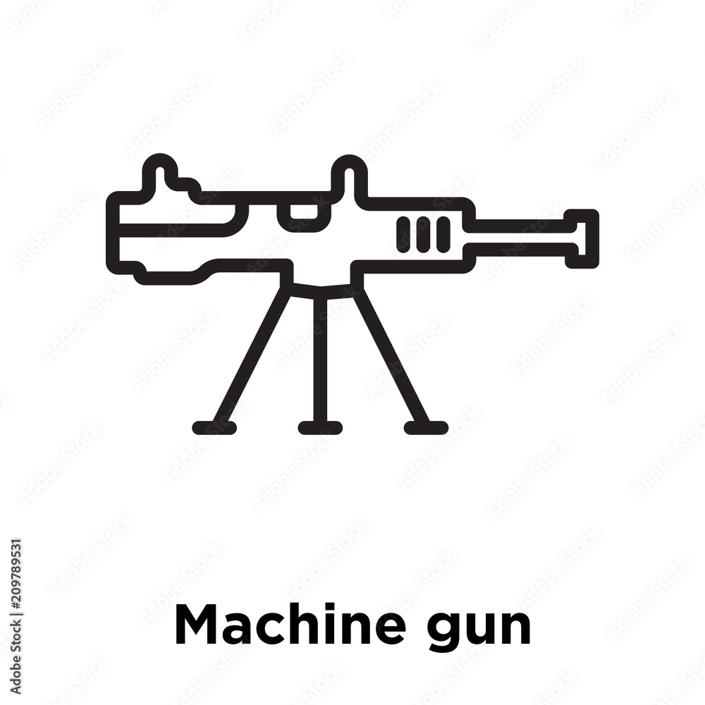 Machine gun icon vector sign and symbol isolated on white background ...