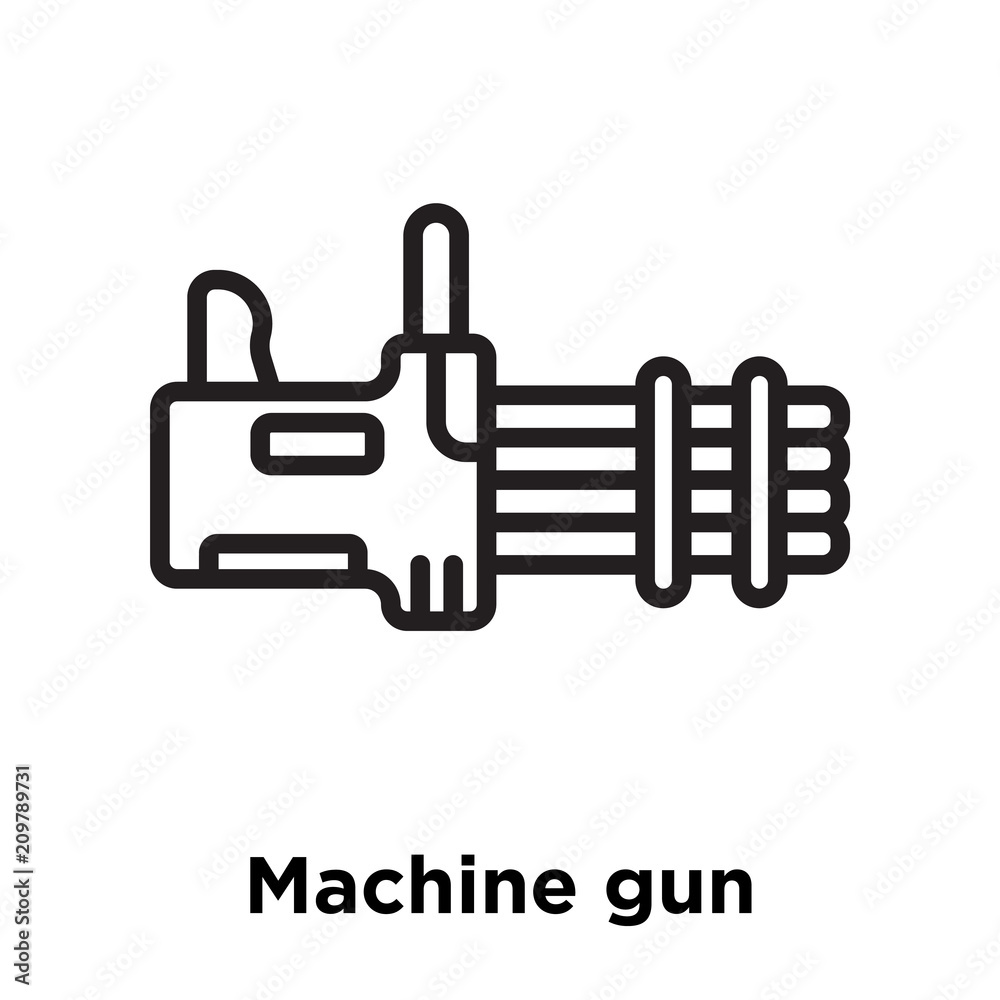 Machine gun icon vector sign and symbol isolated on white background ...