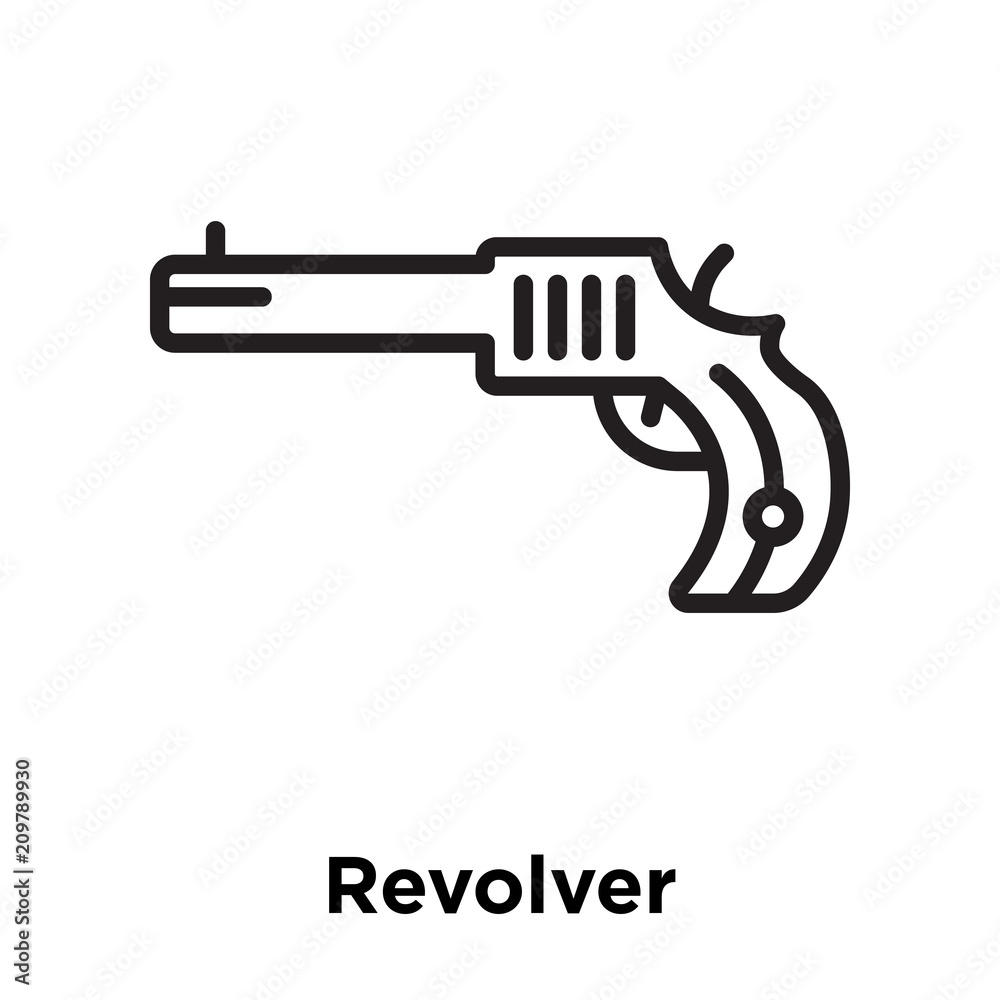 Revolver icon vector sign and symbol isolated on white background ...