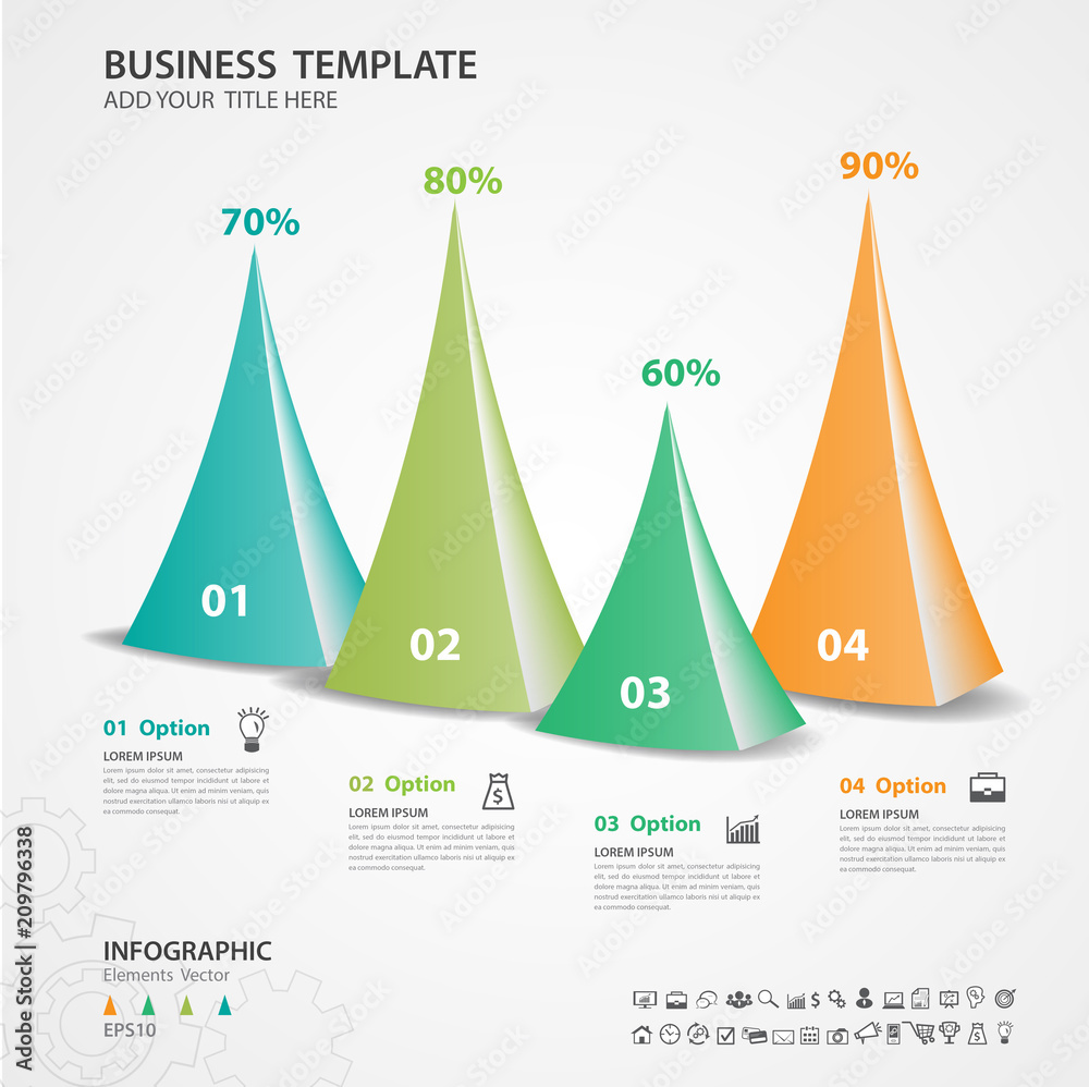Infographics elements diagram with 4 steps, options, Vector ...