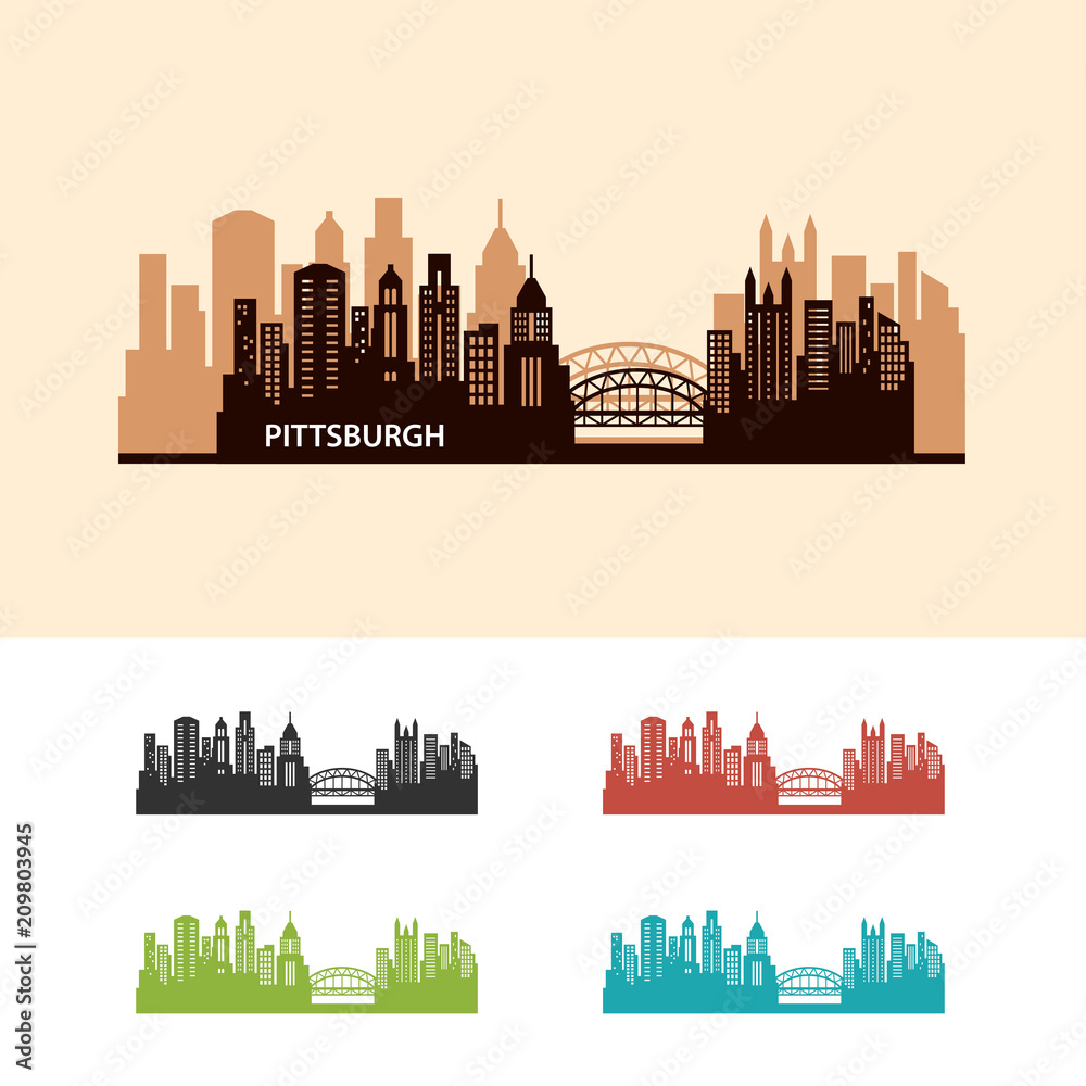 Pittsburgh City Skyline Logo Template Stock Vector | Adobe Stock