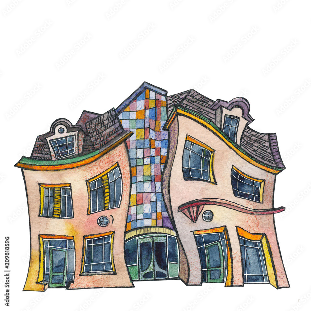 architectural illustration of a house curve in polisee Stock ...