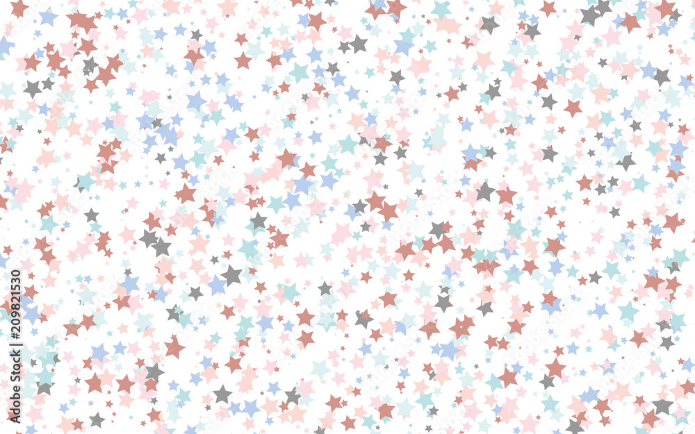 Transparent little stars of different colors on a white background. The ...