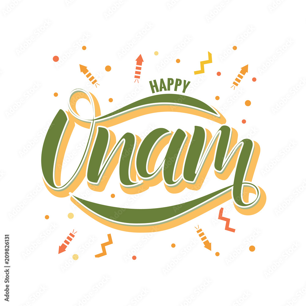 Happy Onam festival typography lettering Stock Vector | Adobe Stock