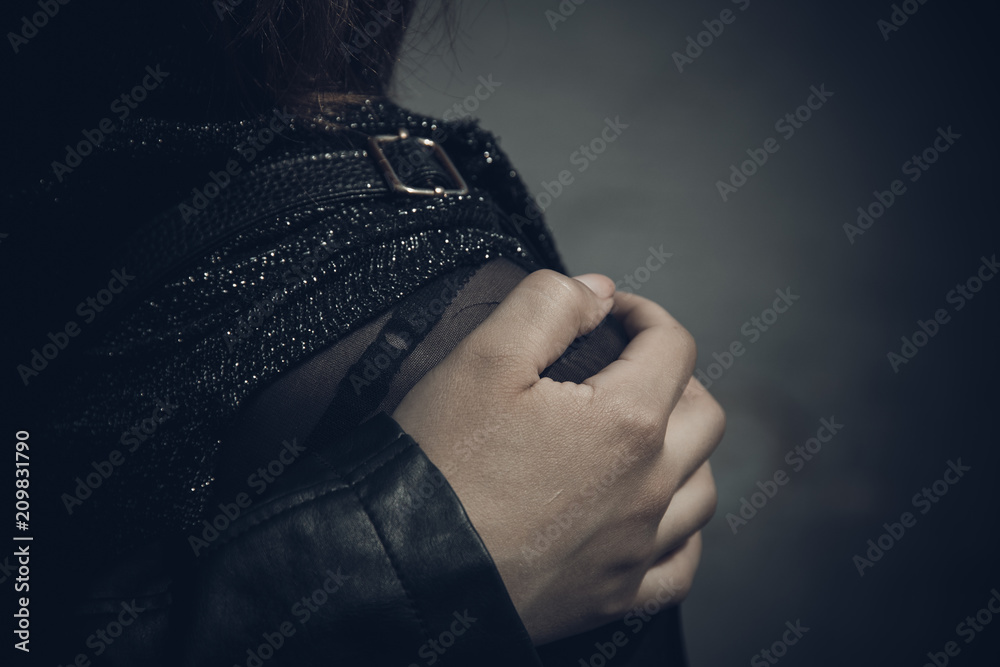 Religion and death - couple at funeral consoling each other in view of ...