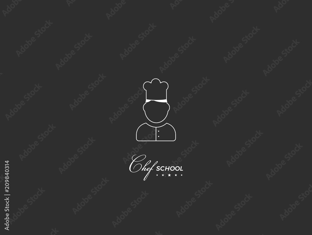 Chef Restaurant Vector Black Background Icon Stock Vector | Adobe Stock