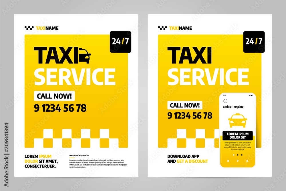 Vector layout design template for taxi service. Can be adapt to ...