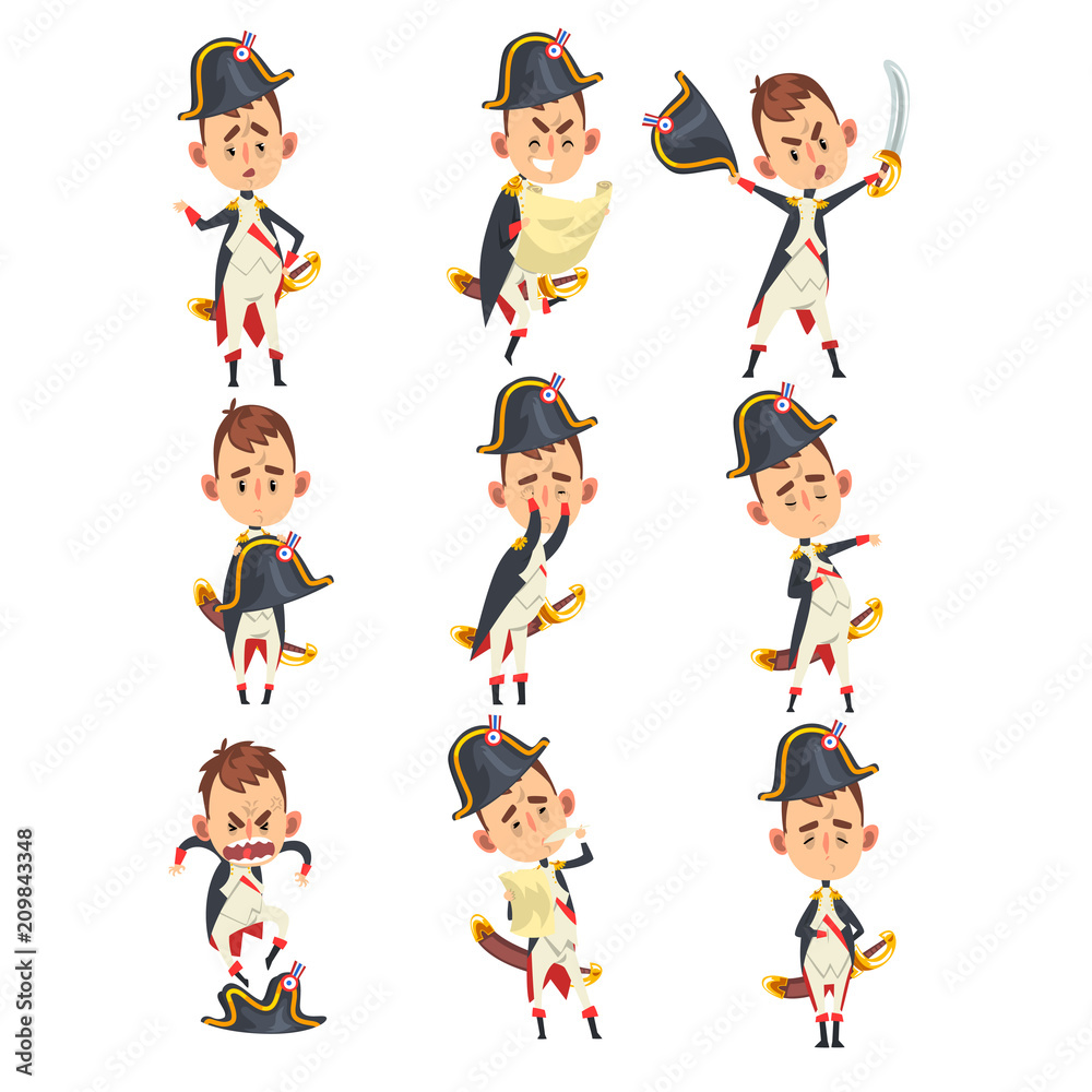Napoleon Bonaparte cartoon character, French historical figure in ...