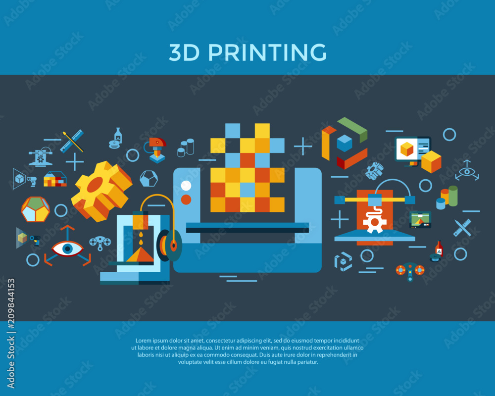 Digital vector 3d printing technology Stock Vector | Adobe Stock