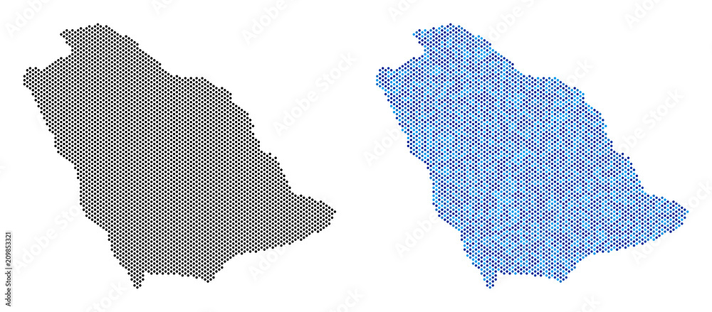 Pixel Saudi Arabia map version. Vector territory plans in black color ...