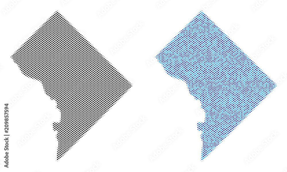 Dotted Washington DC map variants. Vector territorial plans in black ...