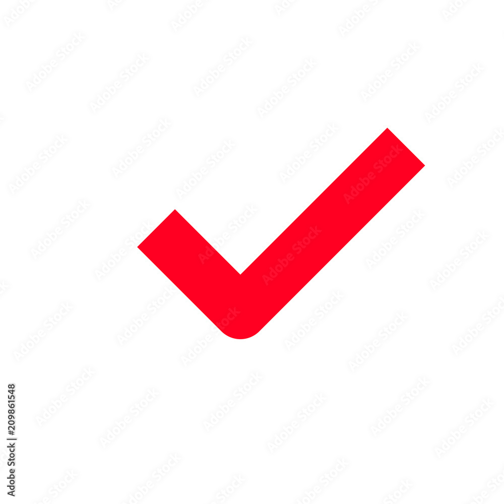 Red tick checkmark vector icon Stock Vector | Adobe Stock