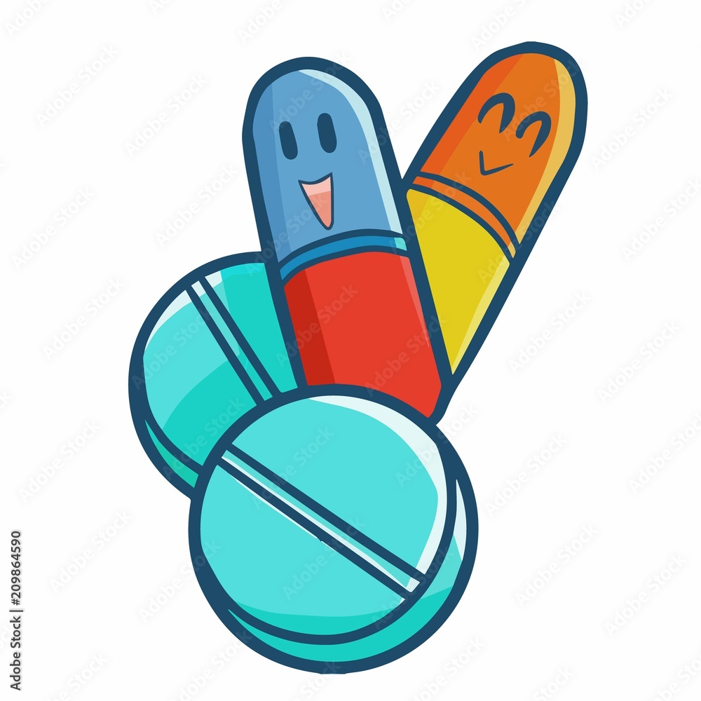 Cute and funny colorful capsules and tablets smiling - vector Stock ...