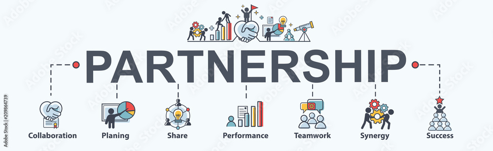Partnership banner web icon for business consult, collabarate, teamwork ...