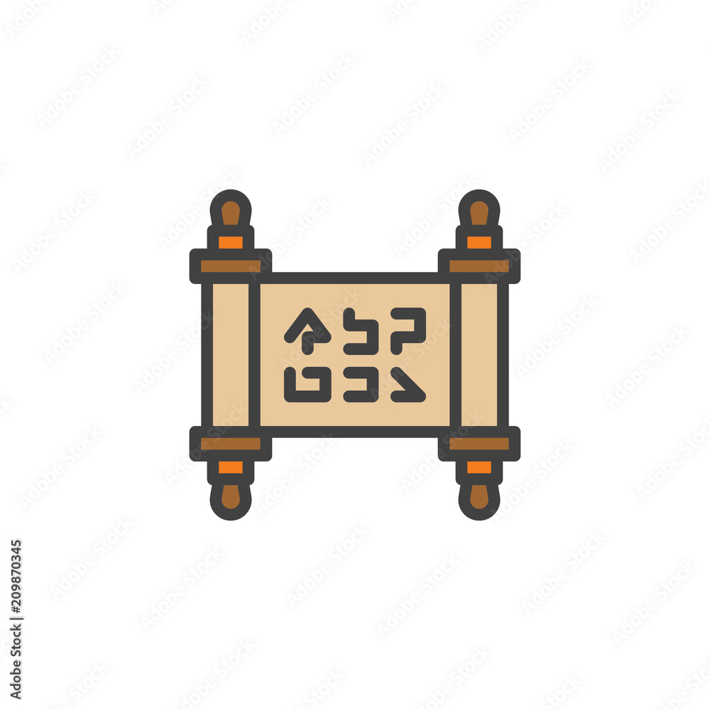 Papyrus scroll filled outline icon, line vector sign, linear colorful ...