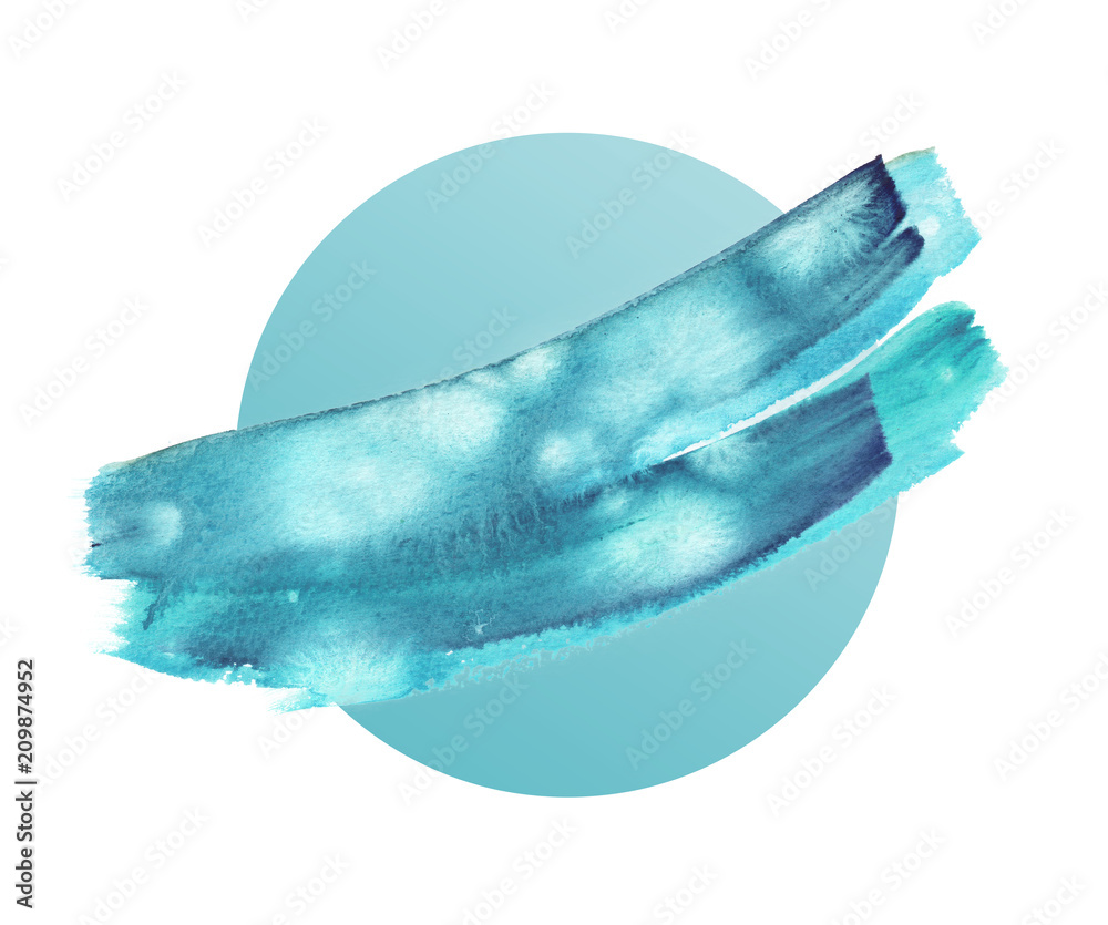 Abstract teal green watercolor brush strokes painted in teal gradient ...