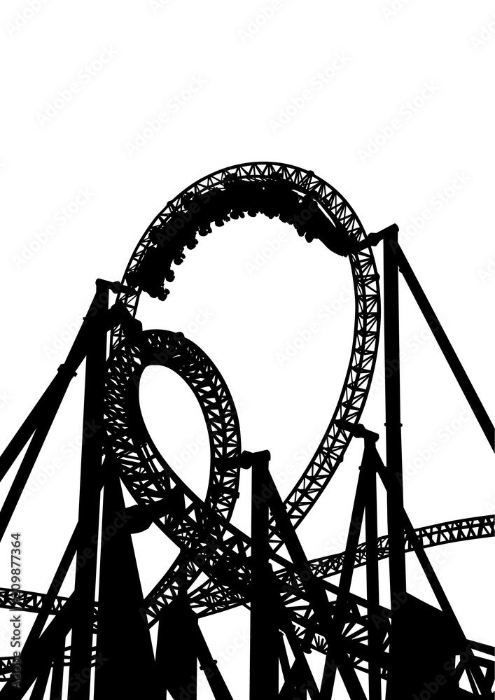 Roller Coaster Black And White Clipart