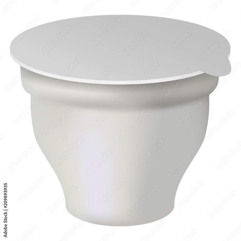 Yogurt white box mockup. Realistic illustration of yogurt white box ...