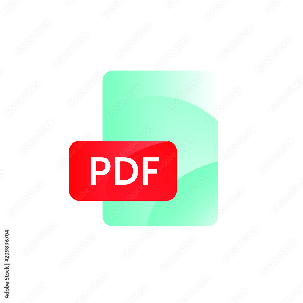 PDF format icon. Vector. Gradient flat style. Bright, fashionable ...