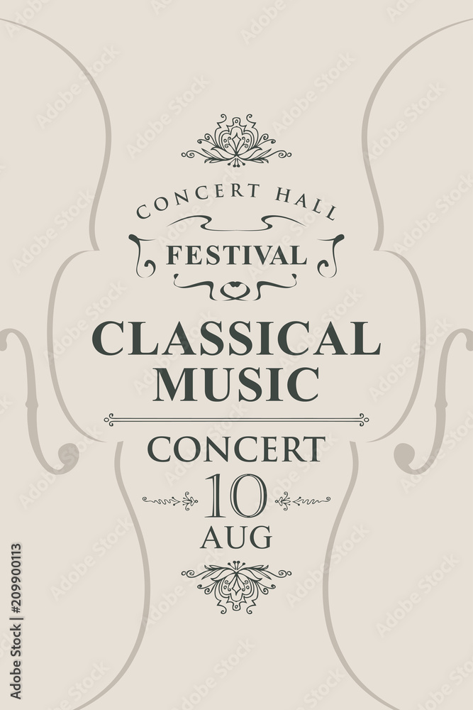 Vector poster for a concert of classical music in vintage style with ...