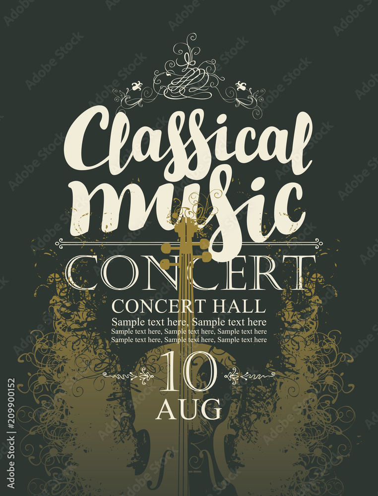 Vector poster for a concert of classical music with handwritten ...