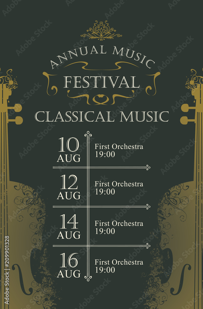 Vector poster for the annual festival of classical music in vintage ...