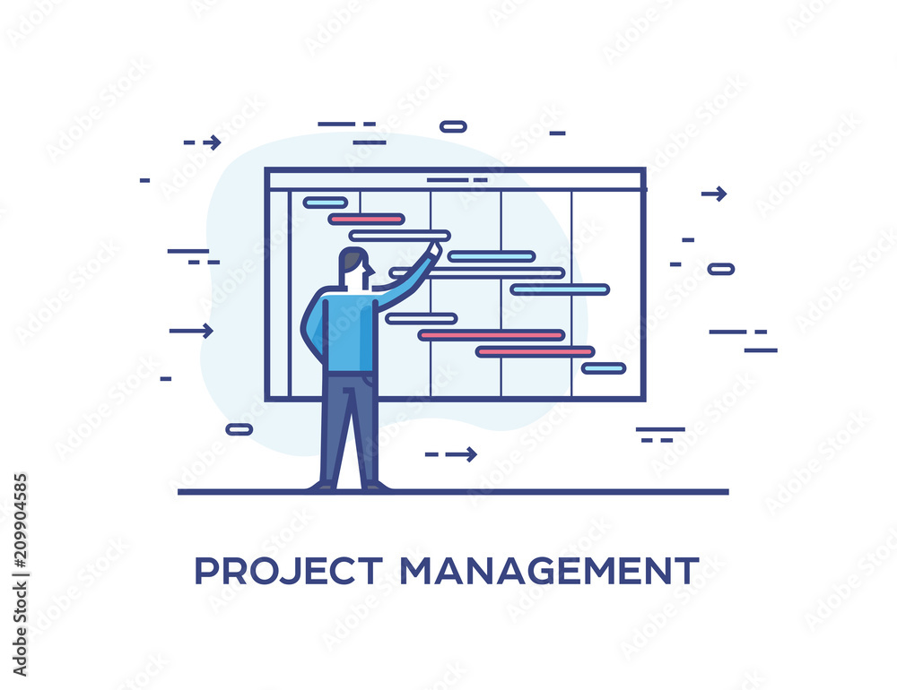 Set of illustrations concept with businessmen Manages work. Workflow ...