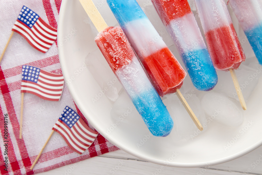 Red White and Blue Popsicles in a Bowl of Ice to Keep them Cool for ...