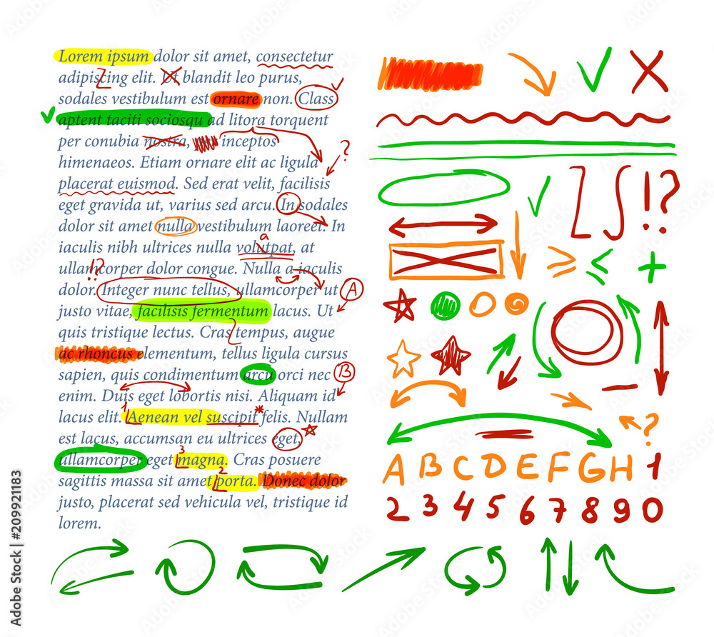 Vector Correction Marks Set, Colorful Design Elements. Stock Vector ...
