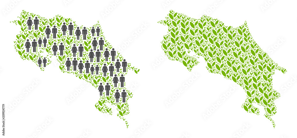 People population and environment Costa Rica map. Vector composition of ...