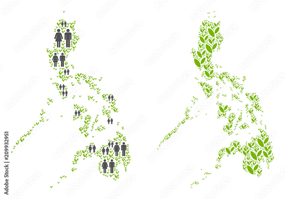 People population and eco Philippines map. Vector concept of ...