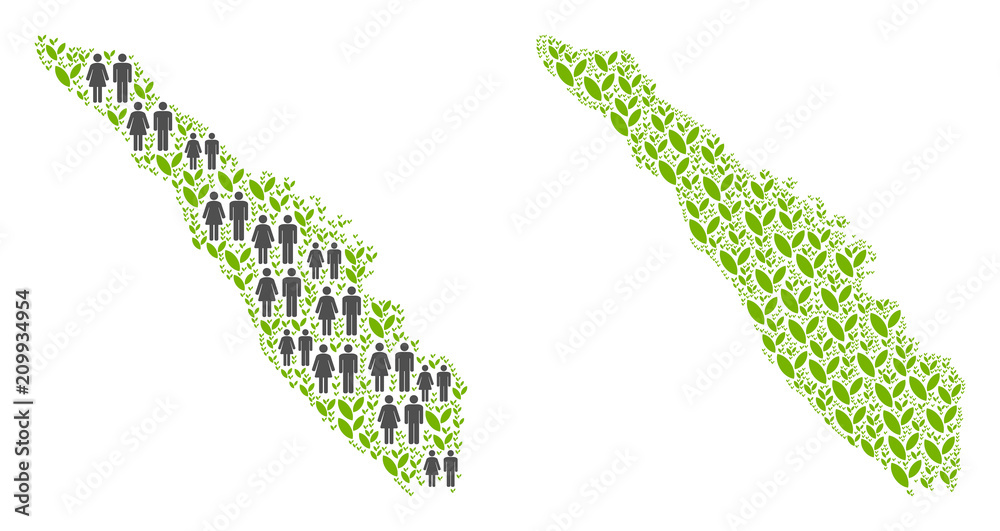 People population and green plants Sumatra Island map. Vector ...