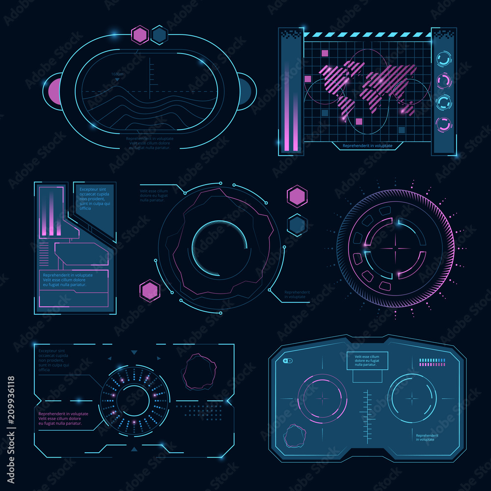 Tech interface futuristic high tech symbols. Hud ui Stock Vector ...