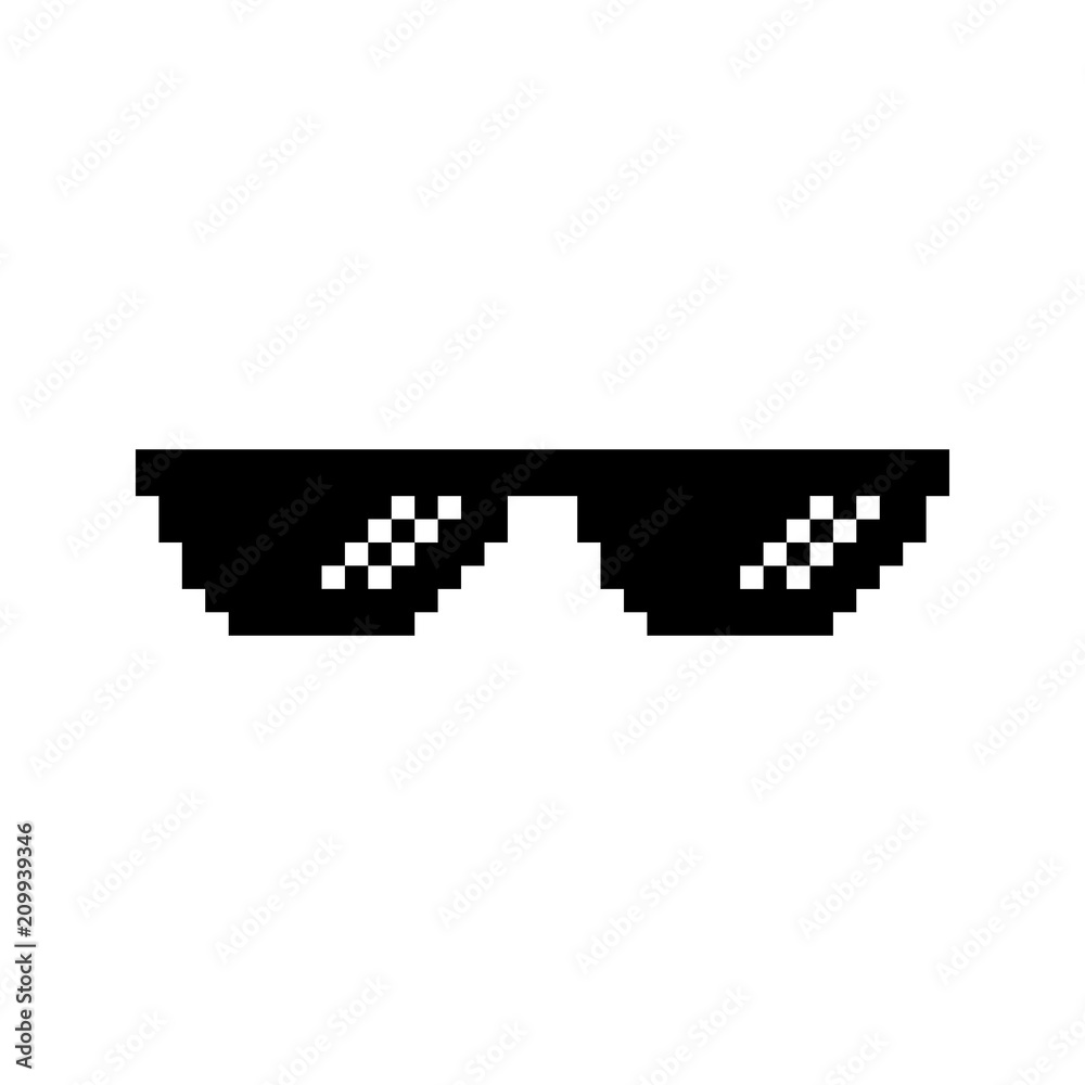 Creative vector illustration of pixel glasses of thug life meme ...