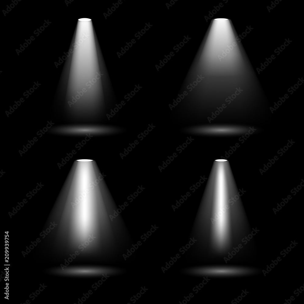 Creative vector illustration of bright lighting spotlights set, light ...