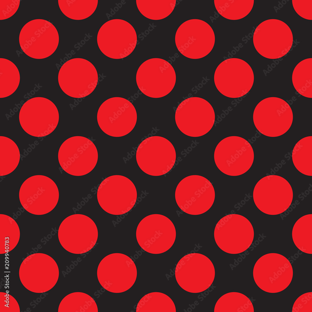Seamless red and black dot pattern background. Ladybug or ladybird ...