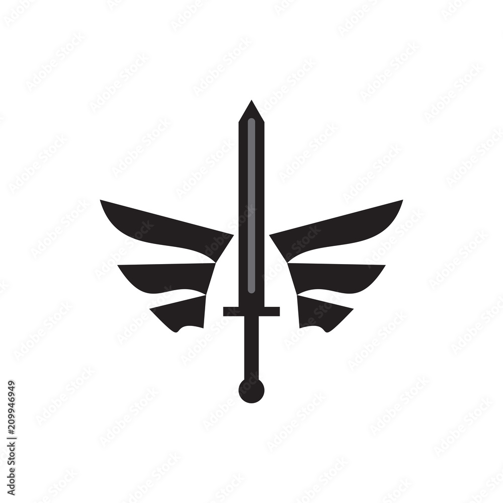 Sword with wing logo vector Stock Vector | Adobe Stock