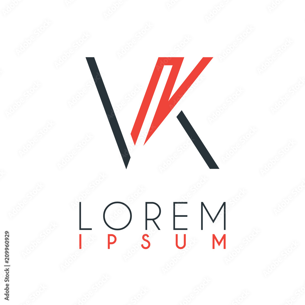 The logo between the letter V and letter K or VK with a certain ...