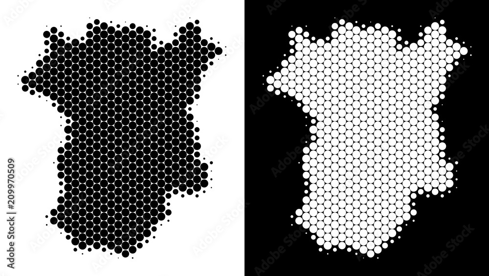 Dotted halftone Chechnya map. Vector geographic scheme on white and ...