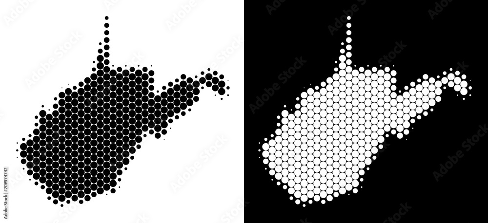 Pixel halftone West Virginia State map. Vector geographic scheme on ...