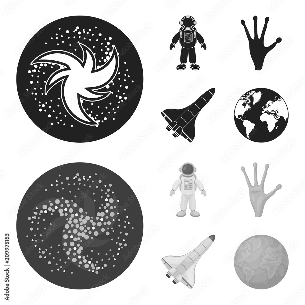 The alien hand, the space shuttle ship Space Shuttle, the astronaut in ...