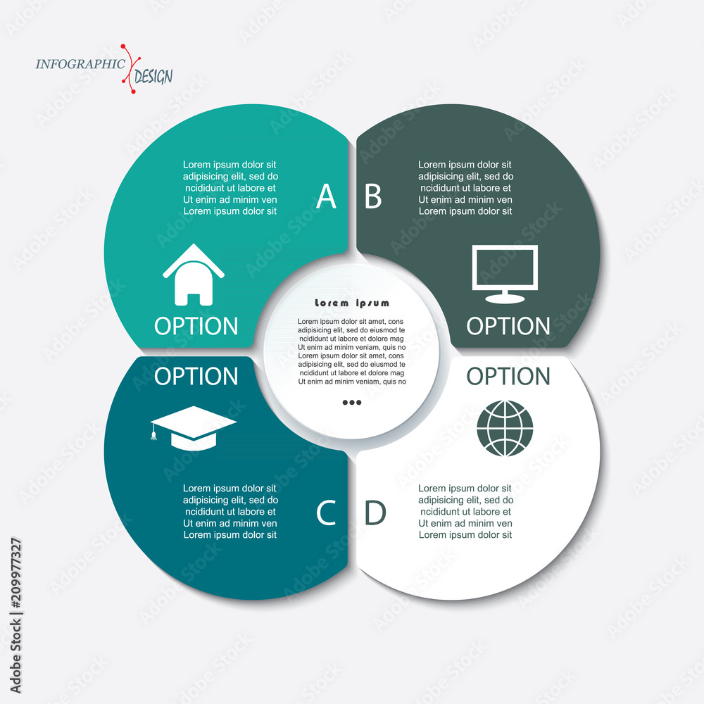 Infographic business template for project or presentation with four ...