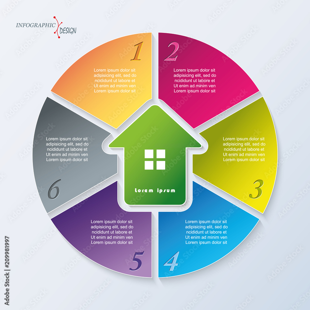 Real estate Infographic template for project or presentation with 6 ...