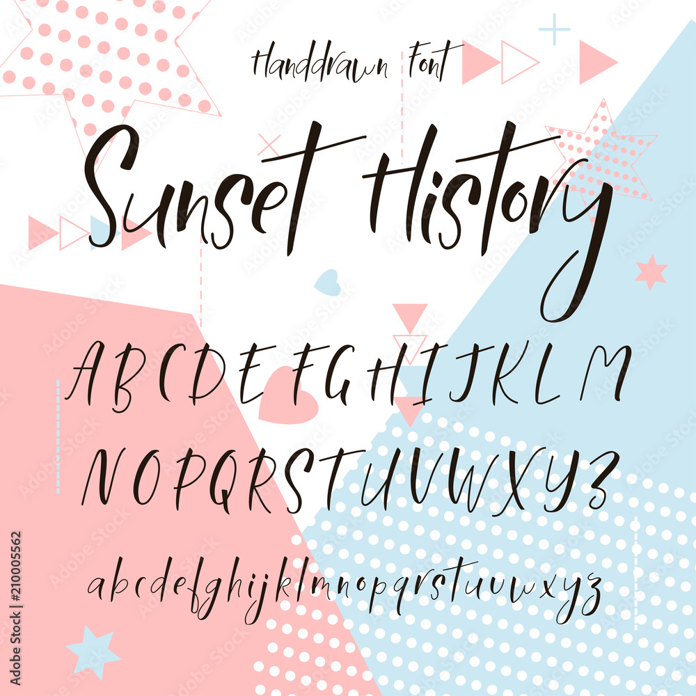 Handwritten calligraphy font. Vector alphabet. Hand drawn letters Stock ...