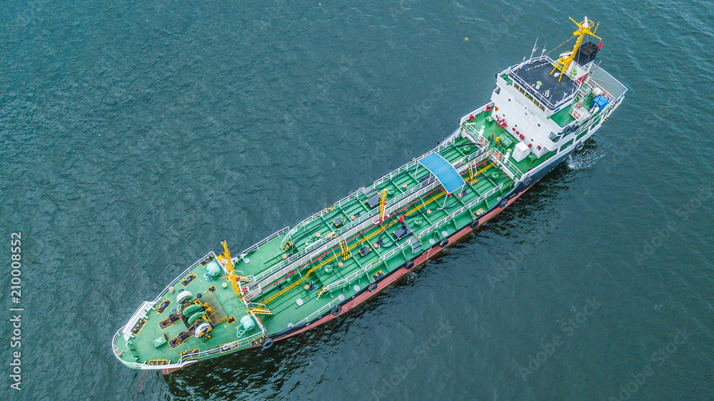 Aerial top view oil tanker ship, Tanker for import export business ...