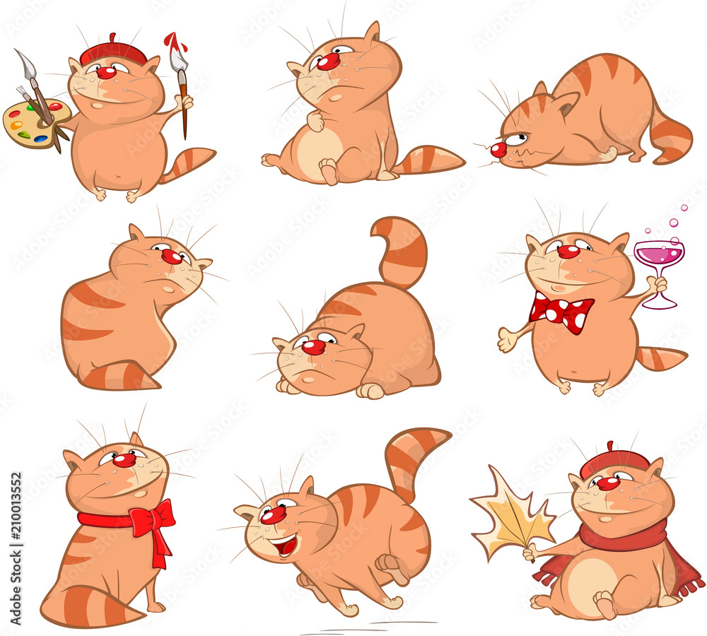 Set of Cartoon Illustration. A Cute Cats for you Design Stock Vector ...